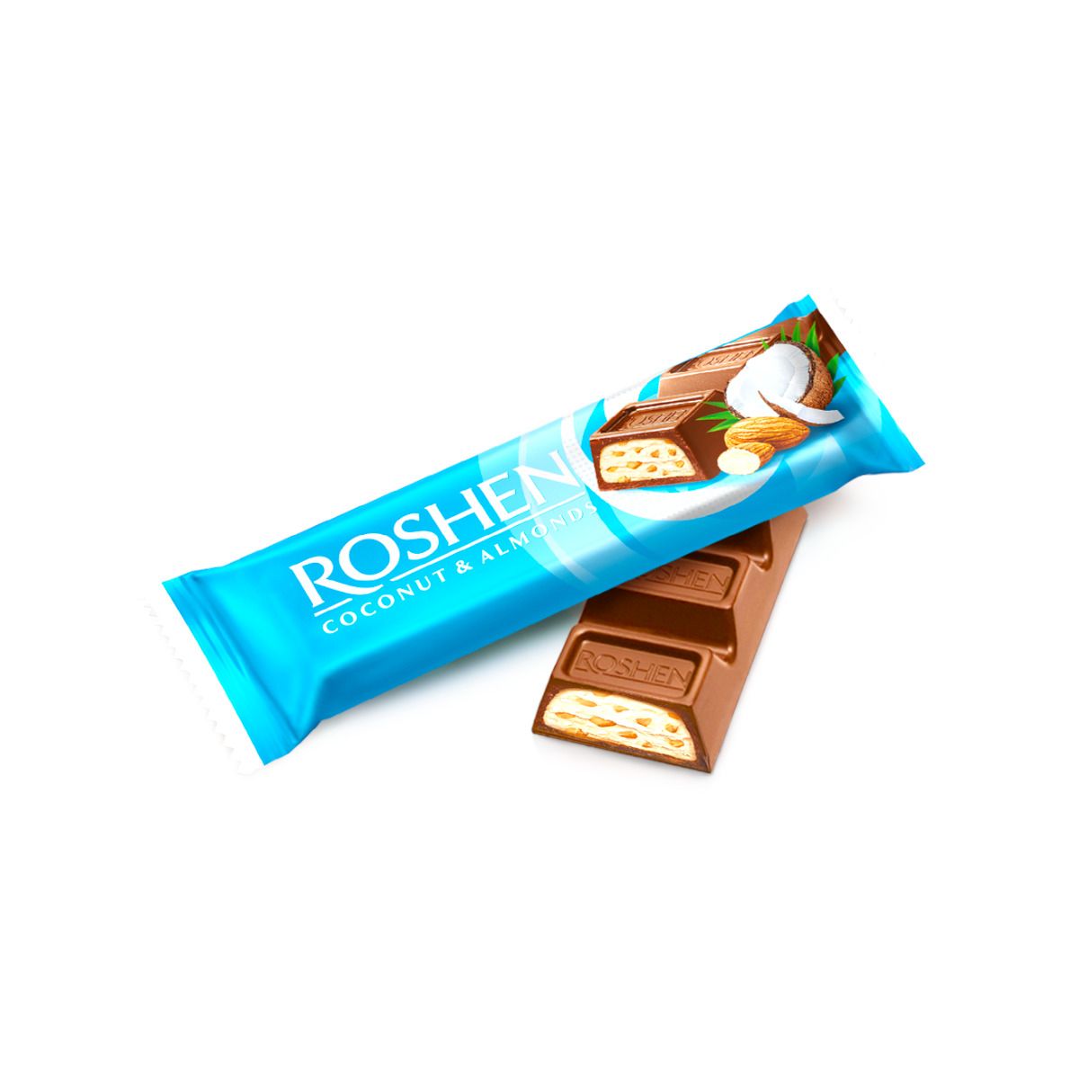 Roshen Milk Chocolate Coconut – Baton ciocolata cocos si migdale, 29 g ...